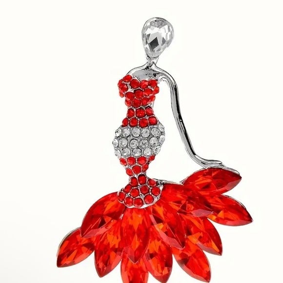 Jewelry | New Lady Red And Silver Crystal Brooch | Poshmark